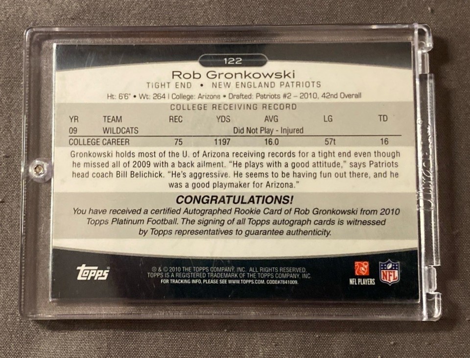 Rob Gronkowski - 2010 Topps Platinum Rookie Autograph 832/999 #GRONK 🏈 ...