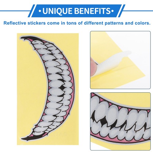 Reflective Bumper Decal White Rectangle Evil Teeth-Large Pattern ...