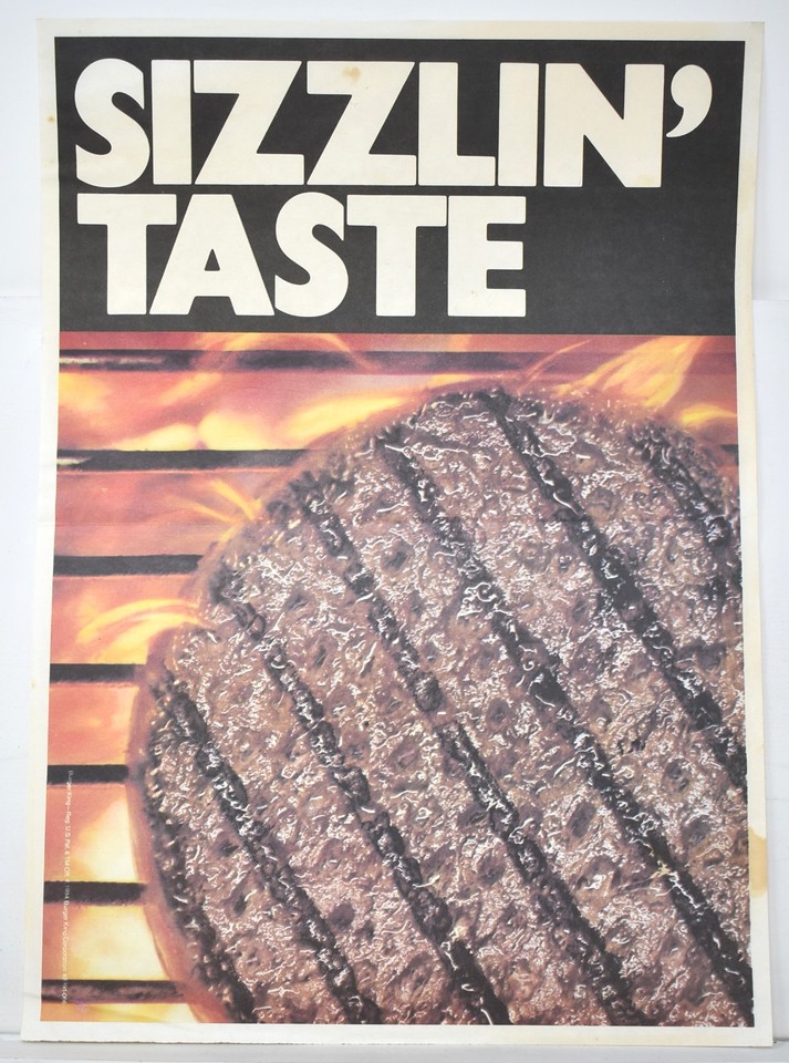 1984 Burger King Restaurant Sizzling Taste Flame Broiled Whopper Paper ...