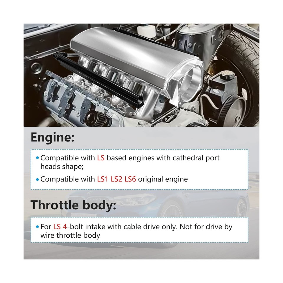 For LS Intake Manifold Low Profile Cathedral Port 92mm Compatible with ...