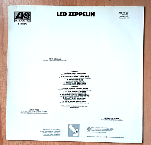 Led Zeppelin I Germany Misprint Back side without photo and grey border ...