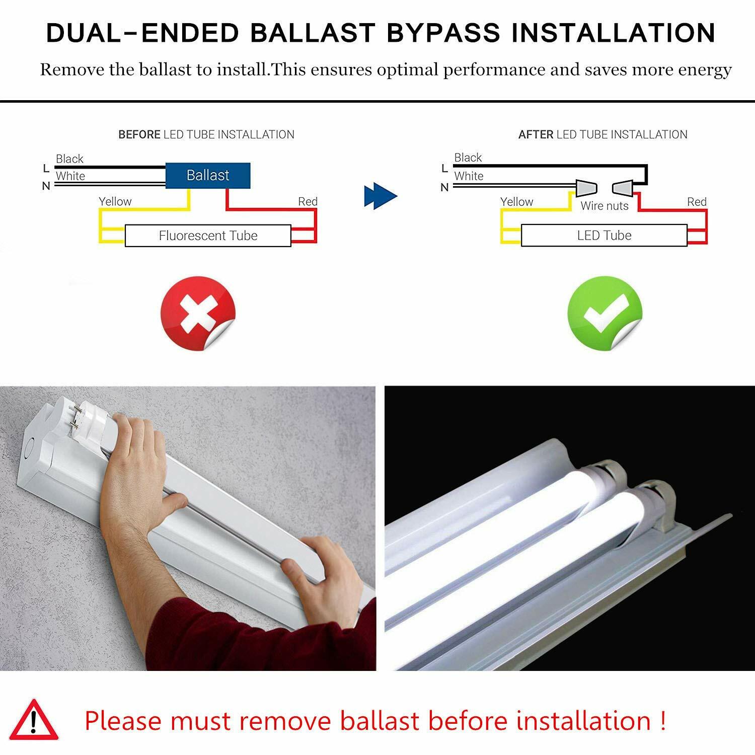 4ft T8 T12 LED Tube 22W Clear Milky Universal Replacement Fluorescent ...