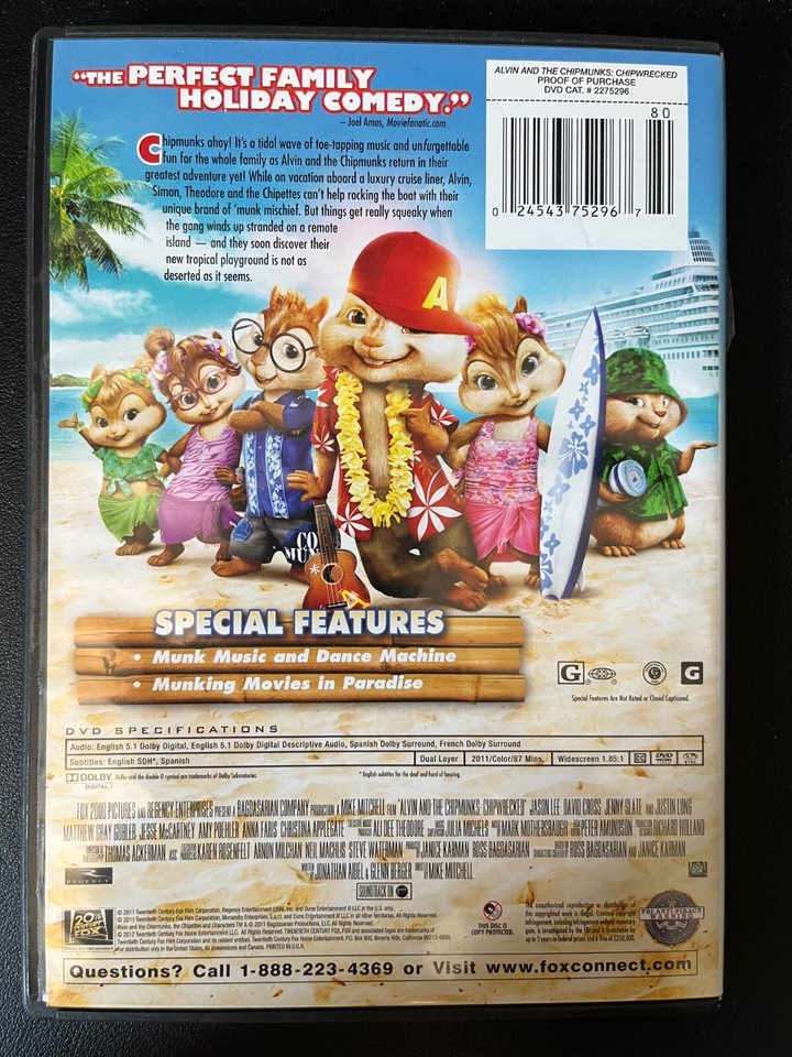 Alvin and the Chipmunks: Chipwrecked (DVD, 2011) 24543752967 | eBay