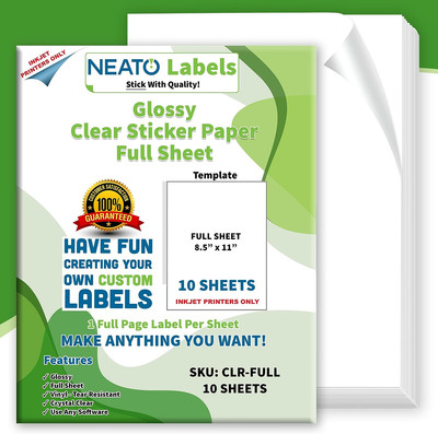 Inkjet Labels - Full Sheet Clear