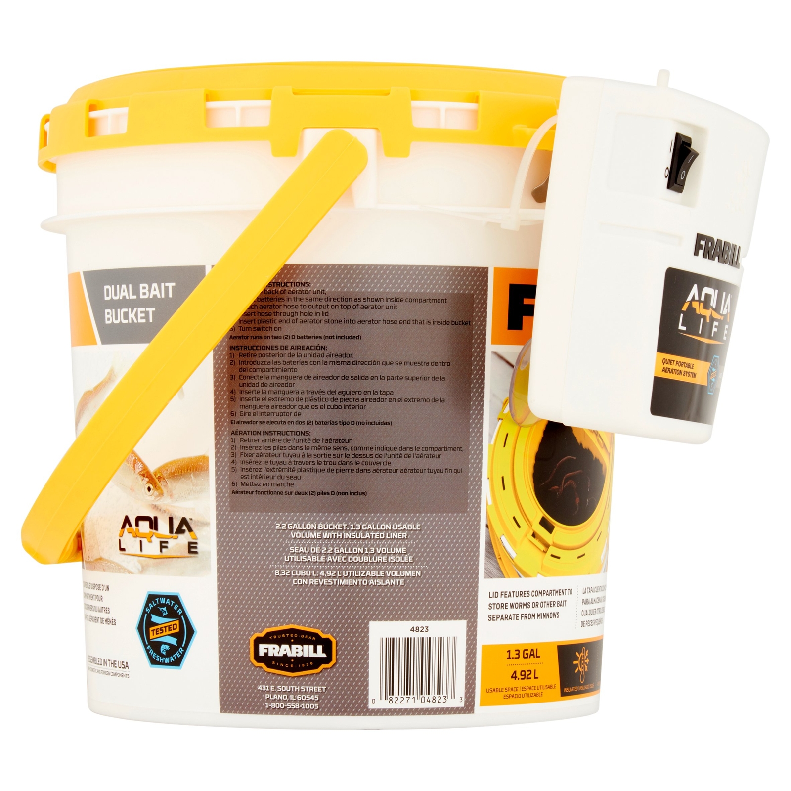 Frabill Insulated Dual Fish Bait Bucket With Aerator 4823 for sale ...
