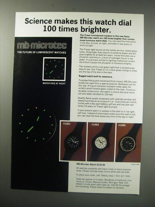 1991 MB-Microtec Watches Ad - Model #1001, #1003 and #1005 | eBay