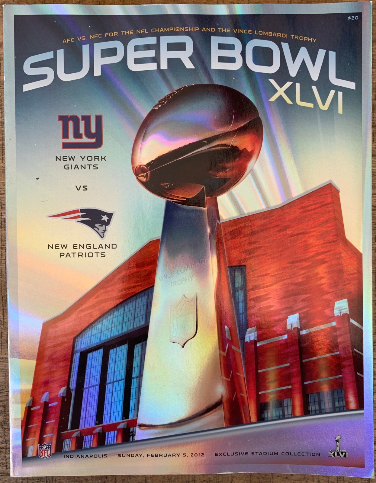 SUPER BOWL 46 "NATIONAL" PROGRAM XLVI PATRIOTS NEW YORK GIANTS CHAMPION ...