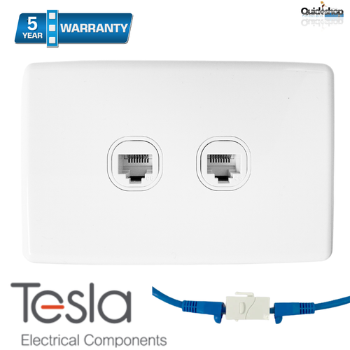 2 Gang Port Data Clipsal Style Wall Plate with RJ45 Cat6 8P8C LAN with ...