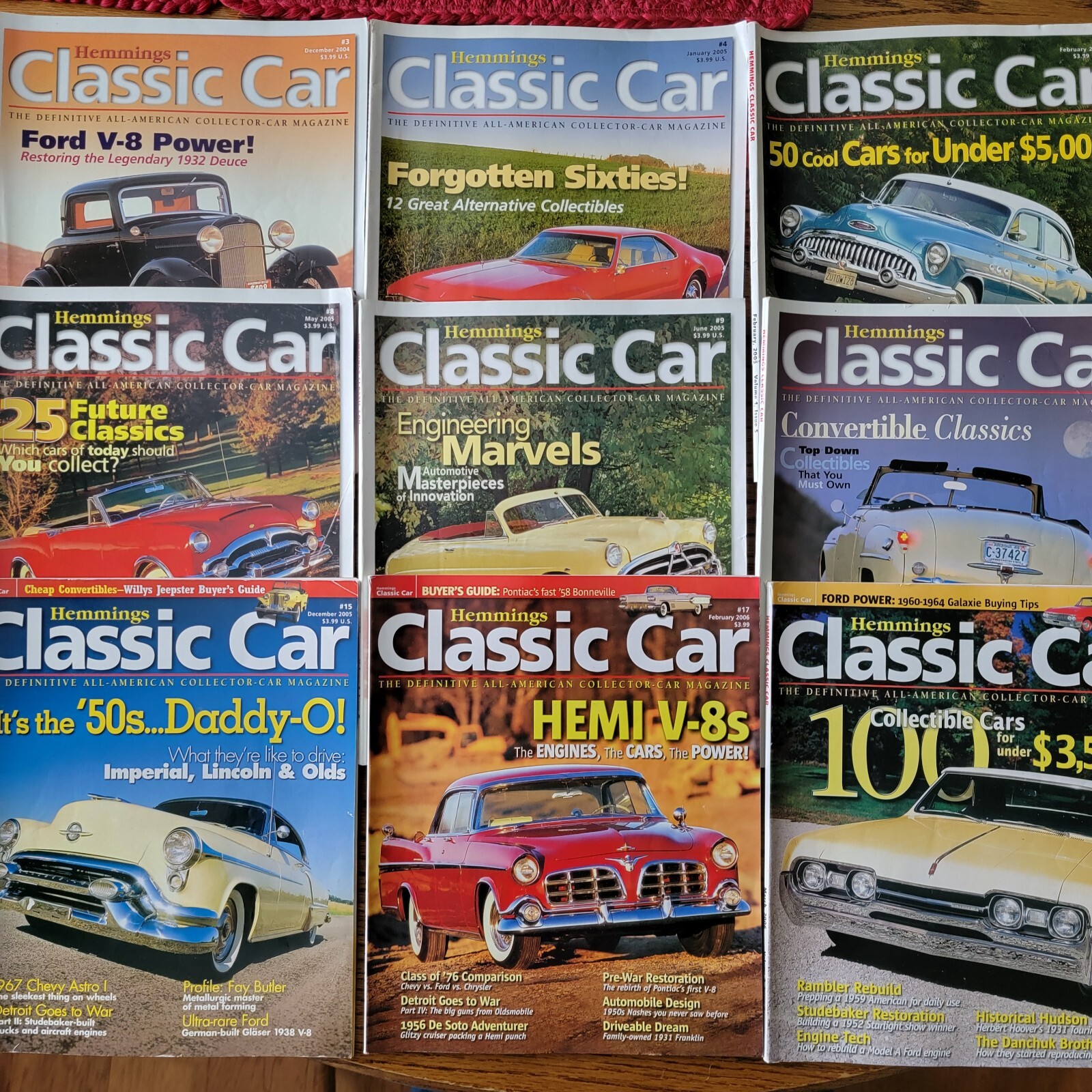 Lot of 9 Hemmings Classic Car Magazines 1 of 2004, 6 of 2005 and 2 of ...