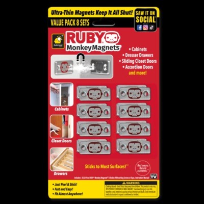 RUBY Monkey Magnets Ultra-Thin Magnetic Plates Keep It All Shut, AS ...