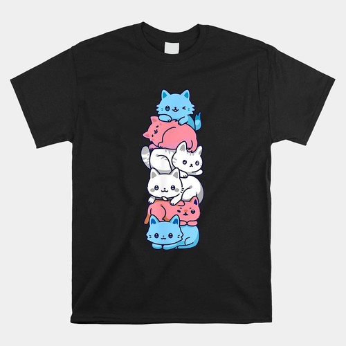 Transgender Pride Cat LGBT Trans Flag Cute Cats Pile Shirt | eBay