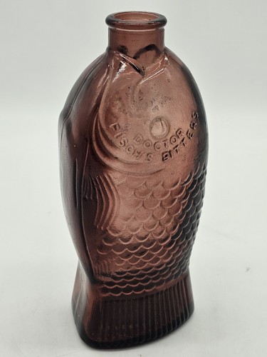 Vintage Wheaton Glass Purple Fish Bottle Dr. Fisch's Bitters Millville ...