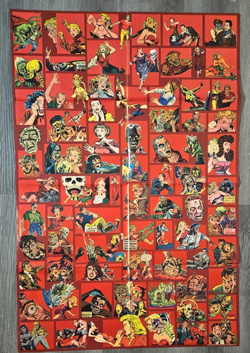 Vintage Pulp Horror Comics Collage Poster 24x36 Red Retro Monsters Art ...