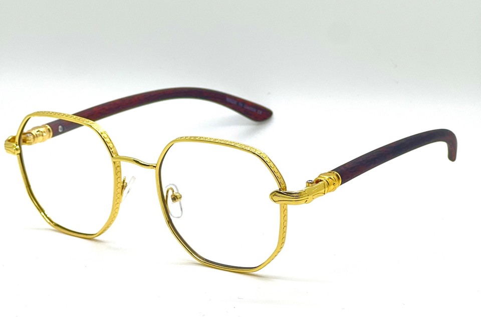 Men RETRO HIP HOP RAPPER Gold Silver Clear Black Brown Lens EYE GLASSES ...