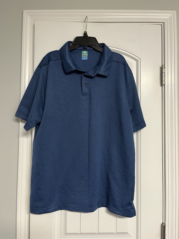 PRO TOUR COOLPLAY GOLF BLUE Shirt Men Large Polo Performance Stretch ...