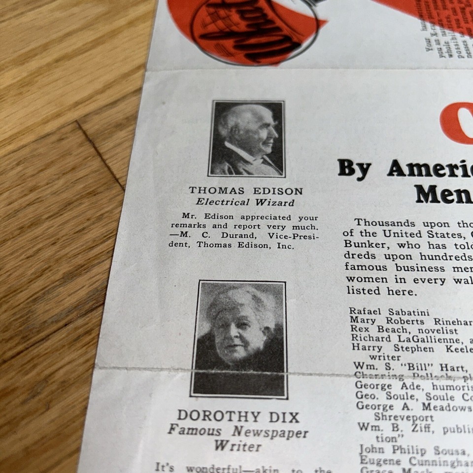 1930's DR M.N. BUNKER Handwriting Analysis Brochure THOMAS EDISON / FDR ...