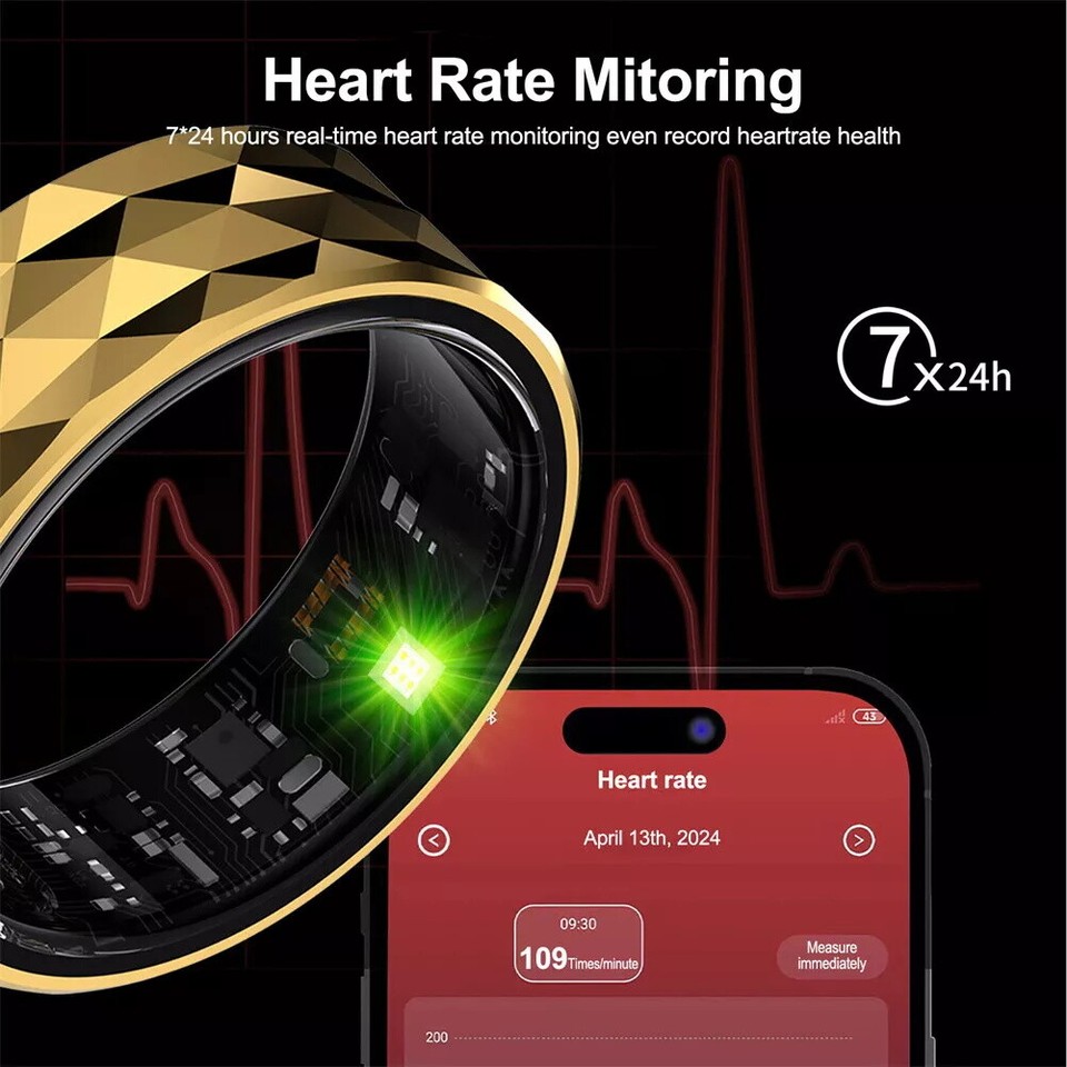 Smart Ring Health Waterproof IP68 Finger Ring Monitor Heart Rate ...