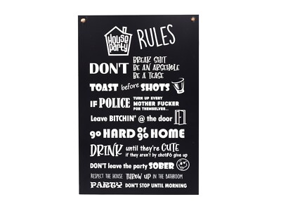 House Party Rules - Novelty sign | eBay
