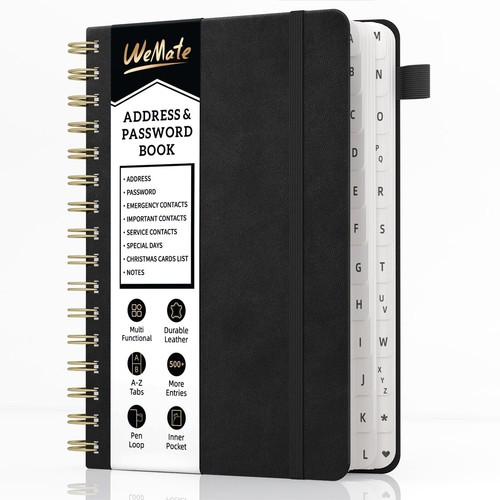 Large Print Leather Address Book with Alphabetical Tabs Organize Safely ...