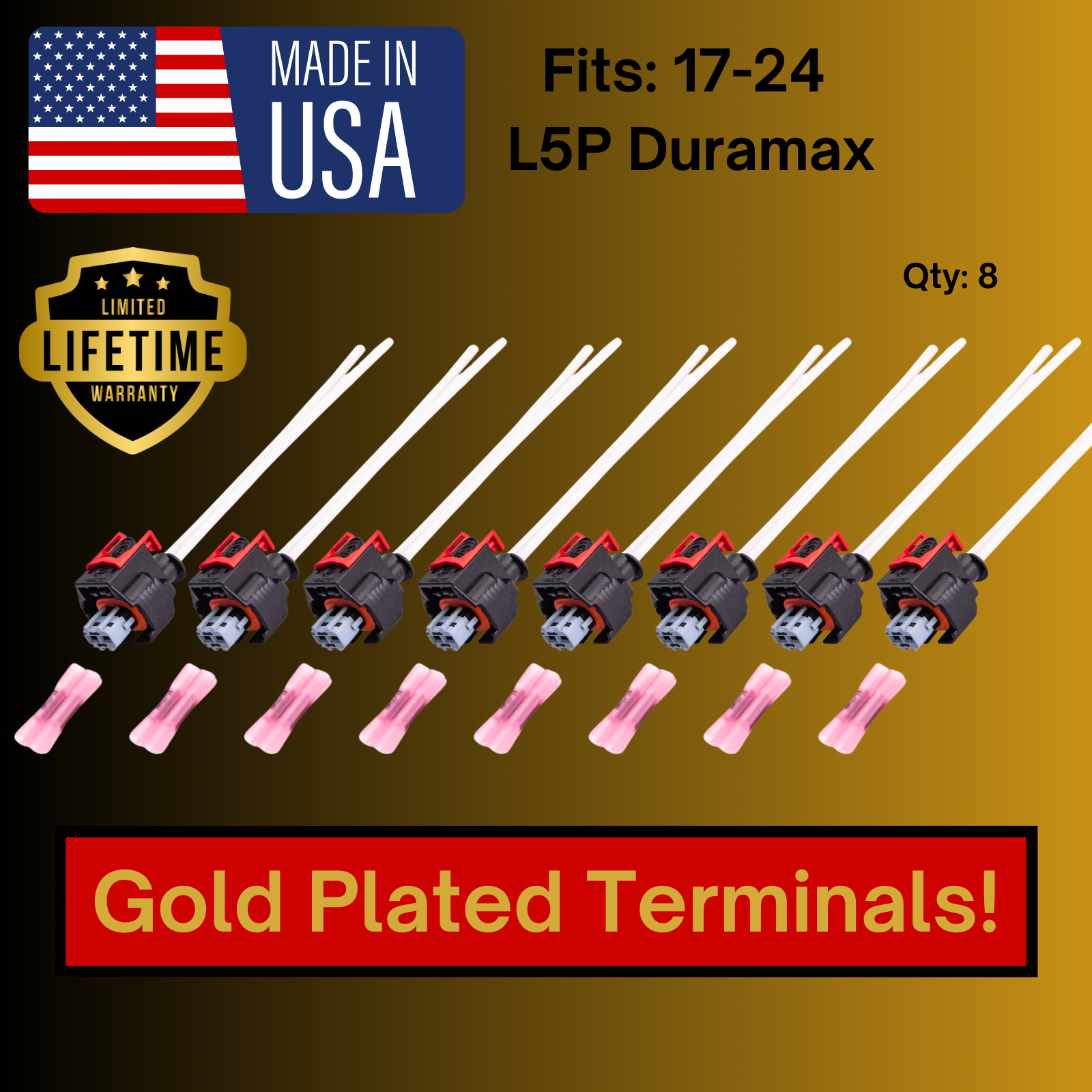 L5P 6.6L Duramax Injector Pigtail Harness Gold Pins UPGRADE for 17-24 ...