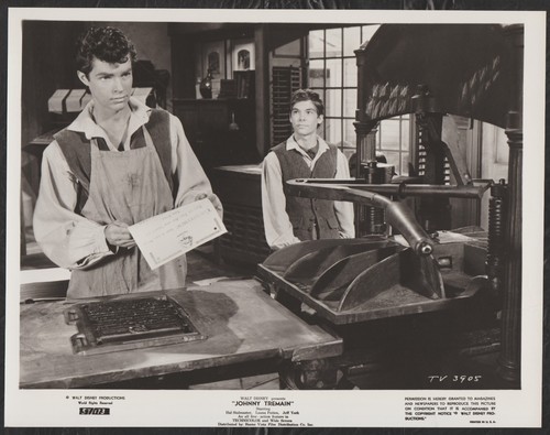 RICHARD BEYMER HAL STALMASTER in Johnny Tremaine '57 PRINTING PRESS | eBay