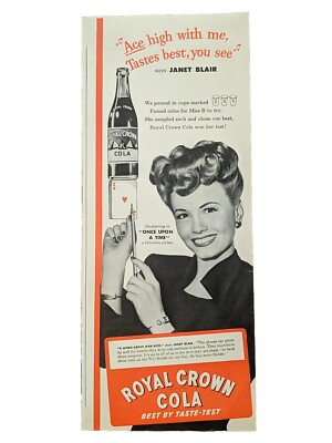 1944 Janet Blair Royal Crown Soda Print Ad, " Once Upon A Time" Movie ...