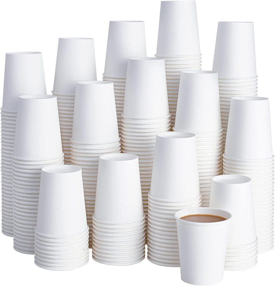 400 Pack 8 Oz Disposable Paper Coffee Cups, White Paper Hot Coffee Cups ...
