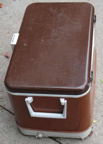 Vintage 1970s Thermos Metal Ice Chest Cooler Brown & Copper Orange USA ...