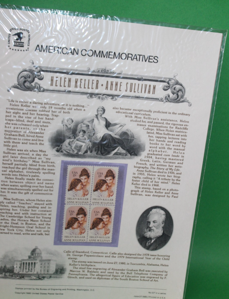 American Commemoratives Helen Keller Anne Sullivan USPS Stamps 127 June ...