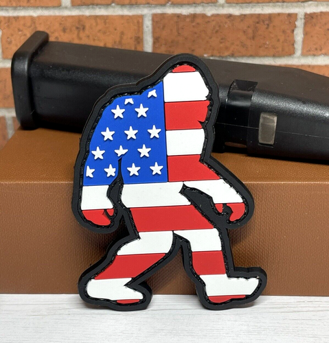 Tactical Morale Patch - PVC USA Flag Bigfoot Patch - Sasquatch Gun ...
