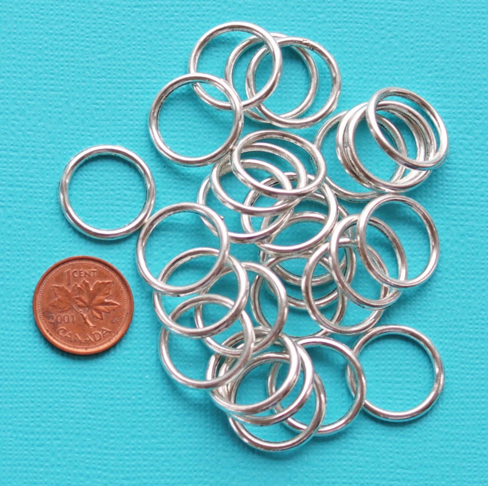 10 Circle Connectors Linking Rings Antique Silver Tone 19mm x 3mm ...