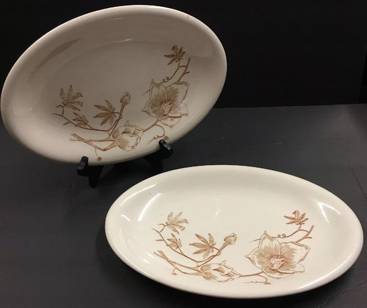 Vintage Restaurant Ware Set Of 2 Floral Large Plates Platters Unmarked ...