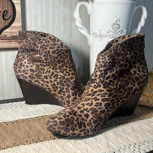IMPO STRETCH: Leopard Print Wedge Booties | eBay