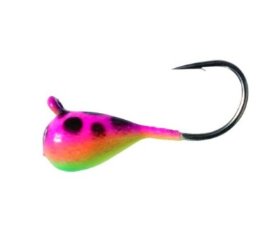 Clam Drop Jig XL 1/16 oz - Chart Pink Glow Spot - Tungsten Ice Fishing ...