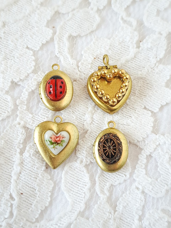 New Old Stock vintage Lockets Lot, heart & oval Lockets, locket ...