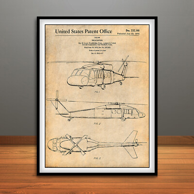1972 Sikorsky UH-60 Black Hawk Patent Print Art Drawing Poster | eBay