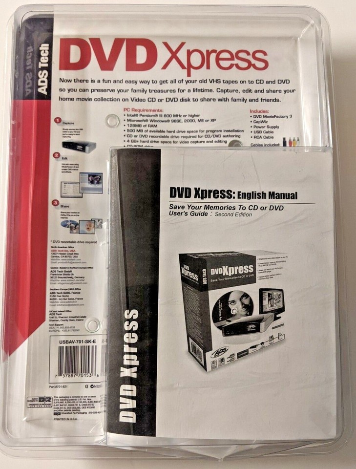ADS Tech DVD Xpress Transfer Videotapes to CD / DVD USBAV-701-SK-E | eBay