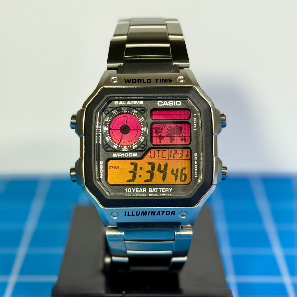 Casio Royale "Sunrise" Custom Casio Royale AE1200 LCD Digital World ...