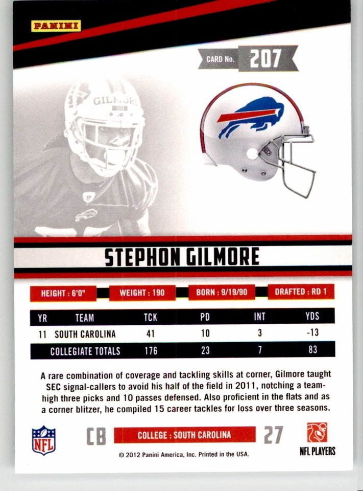 Stephon Gilmore 2012 Panini Rookies & Stars 207 Buffalo Bills Rookie | eBay