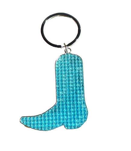 Bling Cowboy Boot Keyring Key Chain Purse Bag Charm Zipper Pull Teal ...