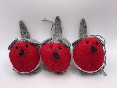 Felt Red Robin Bird Christmas Ornaments LOT of 3 | eBay