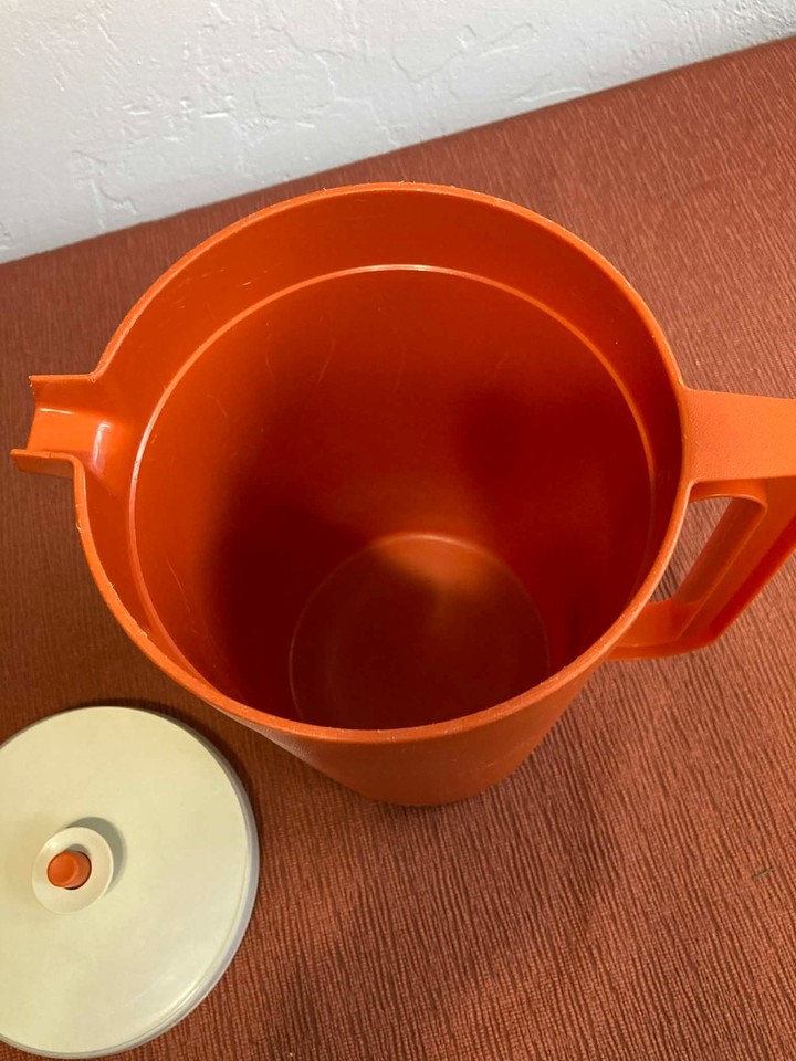 Vintage Tupperware 1 Gallon Orange Pitcher with Push Button Lid | eBay