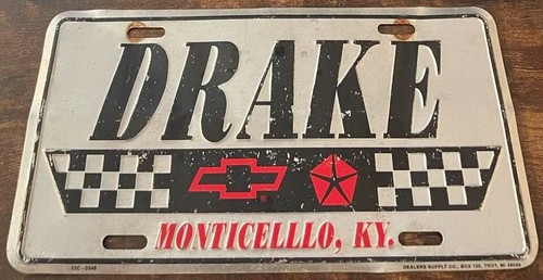 Drake Chevrolet Dealership Booster License Plate Monticello Kentucky | eBay