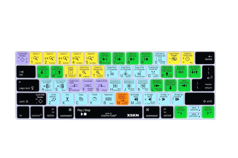 XSKN Avid Pro Tools Shortcuts Keyboard Cover for Touch Bar MacBook Pro ...
