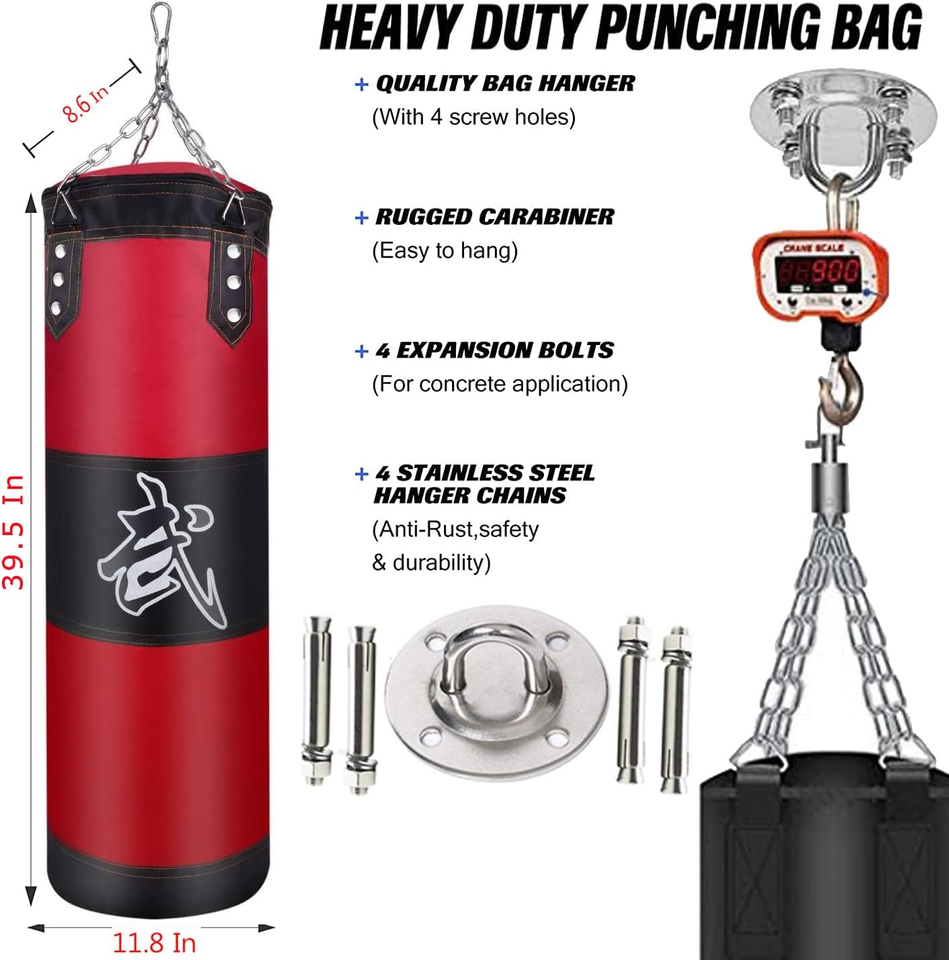 Heavy Boxing Hanging Punching Bag Full set for Adults & Youth martial ...
