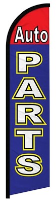 Auto Parts Red & Blue 2.5'x11.5' Super-Knit Poly Windless Banner Flag ...
