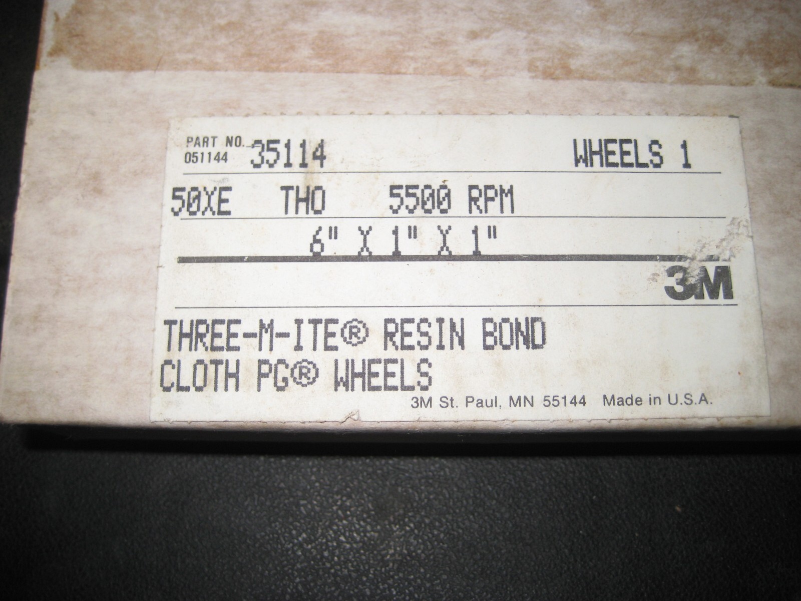 Three-M-Ite Resin Bond Cloth PG Wheels 6" x 1" x 1" Arbor 50xe Grit ...