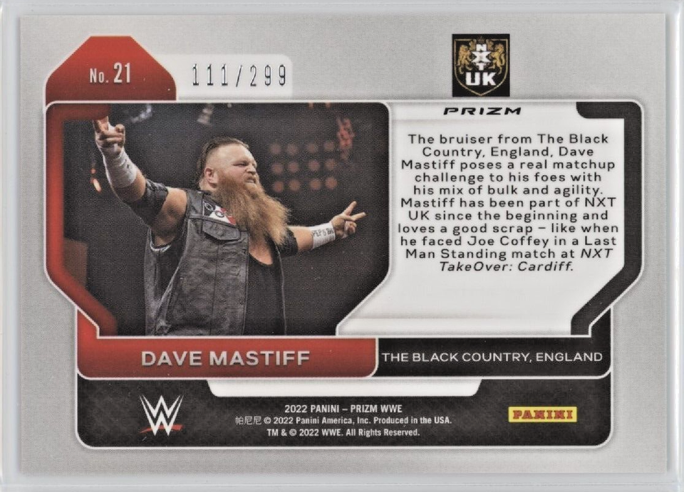 Dave Mastiff 2022 Panini Prizm WWE Horizontal Base Red Parallel 111/299 ...