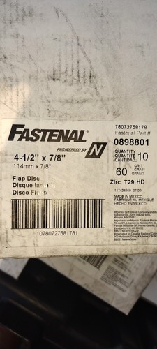 Fastenal Flap Disk 4-1/2"X7/8"-60 Grit-0898801-10 Pack- heavy duty ...