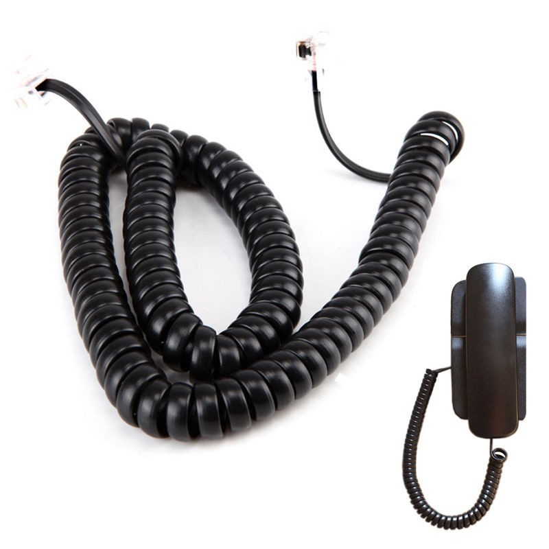 3meters/10ft Black Telephone Spiral Wire Phone Handset Curly Cord ...
